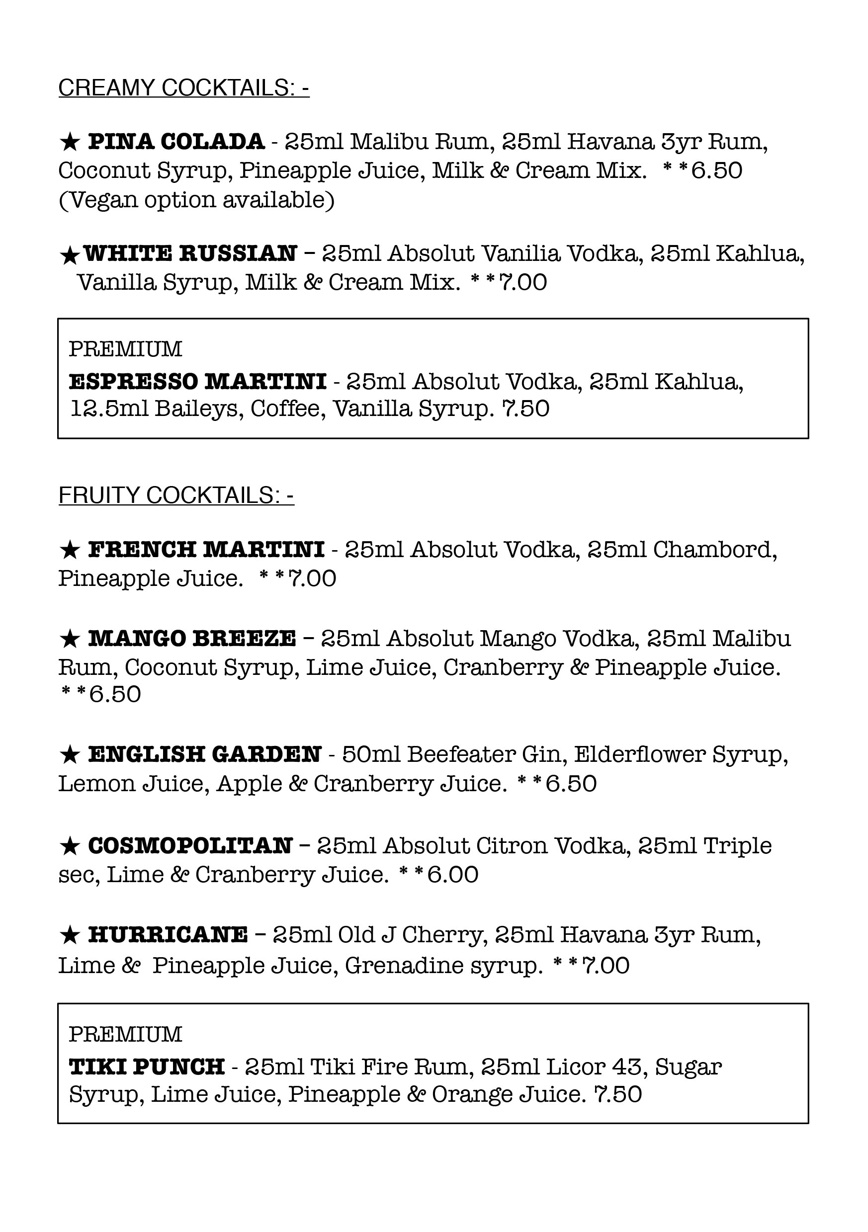 Cocktails – Pepper Rocks Nottingham